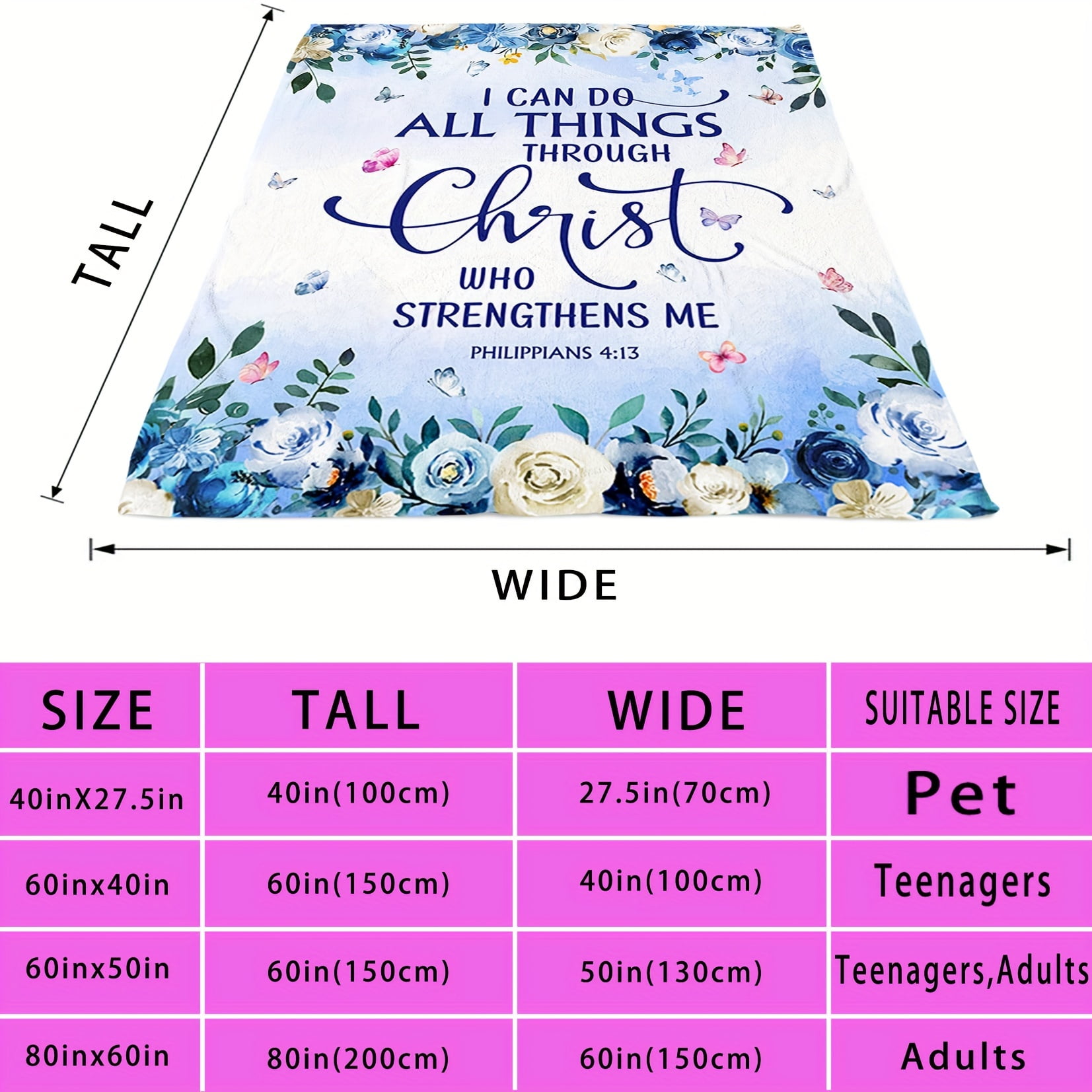 Christian Verse Throw Blanket "I Can Do All Things Through Christ ...