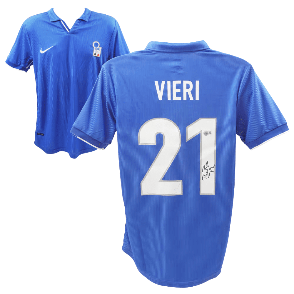 Christian Vieri Signed Italy FC Home Soccer Jersey #21 with Beckett COA ...