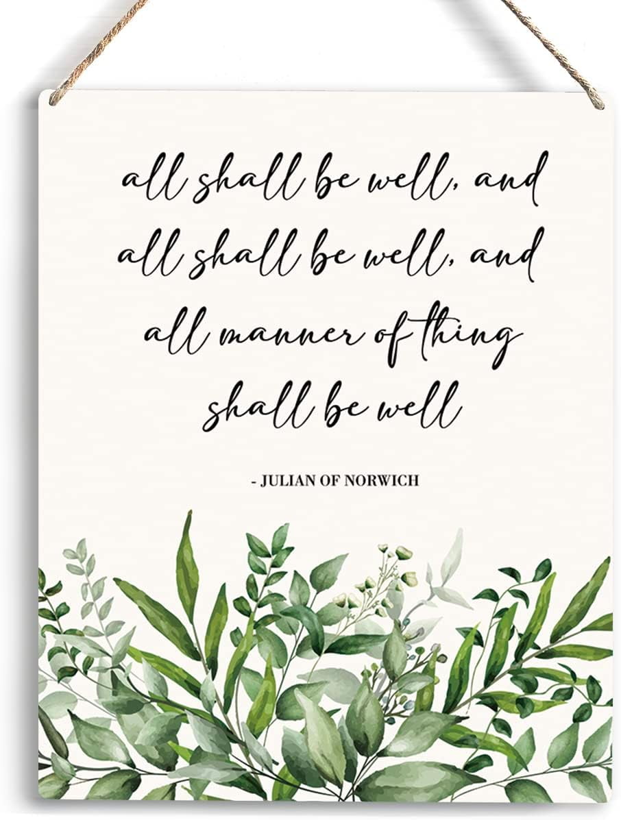 Christian Wall Art All Shall Be Well Julian Of Norwich Quote Wooden ...
