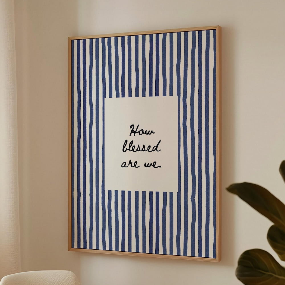 Christian Wall Art Bible Verse Print: How Blessed Are We Navy Blue ...