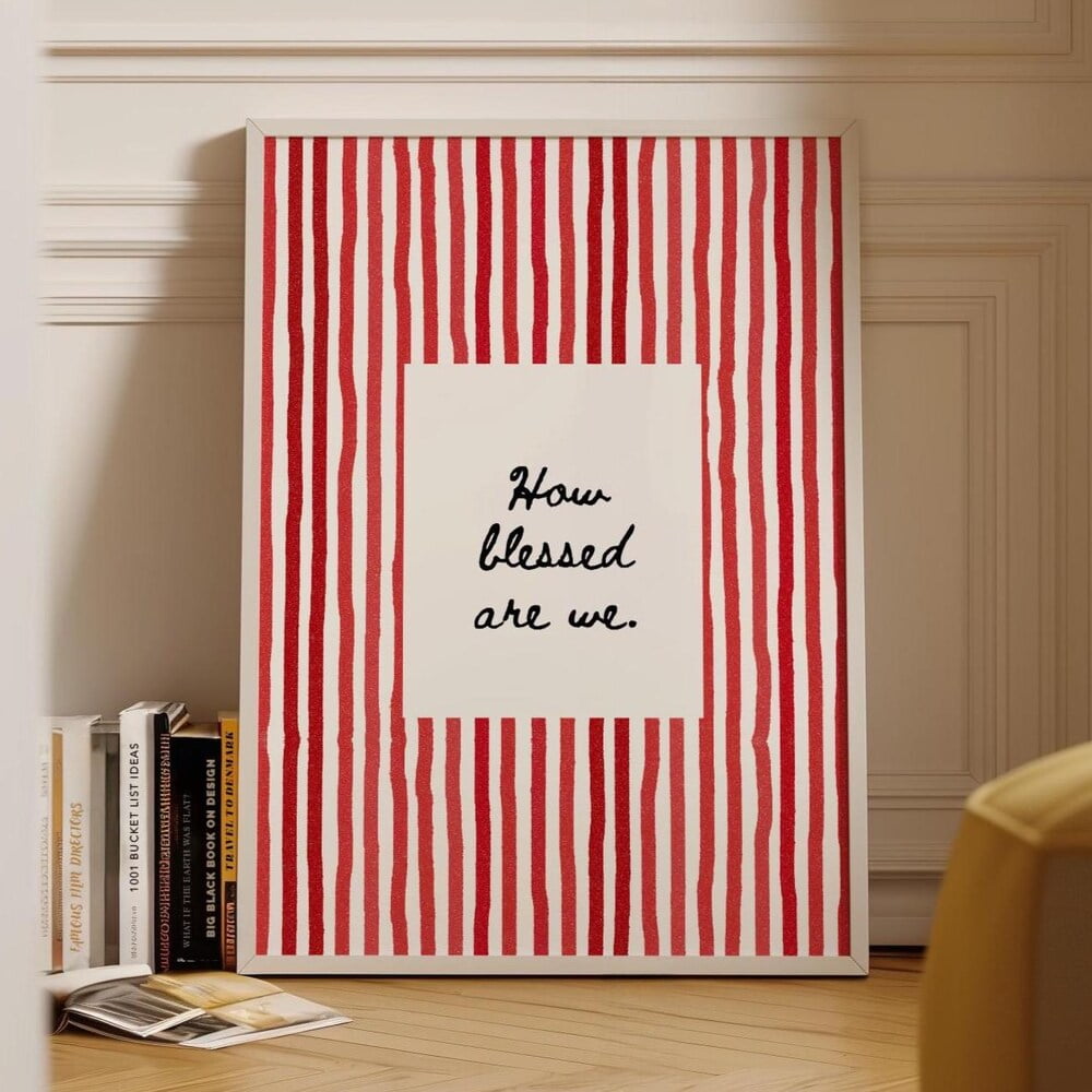 Christian Wall Art Bible Verse Print: How Blessed Are We Red Striped ...