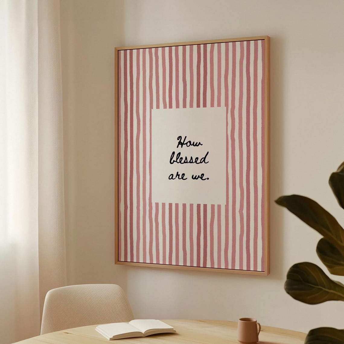 Christian Wall Art Bible Verse Print: How Blessed Are We Pink Striped ...