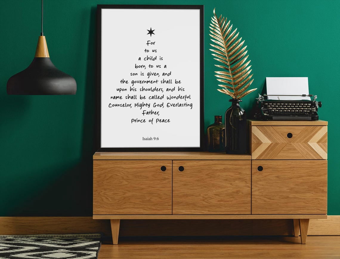 Christian Wall Art Decor Isaiah 9 6 Scripture Poster Religious Jesus ...