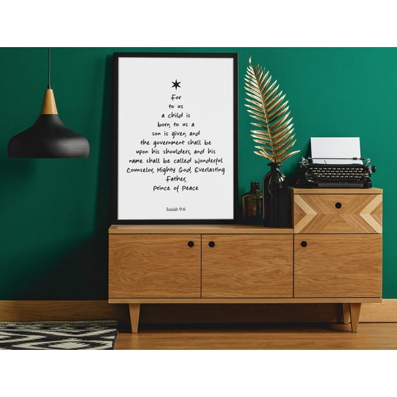 Christian Wall Art Decor Isaiah 9 6 Scripture Poster Religious Jesus ...