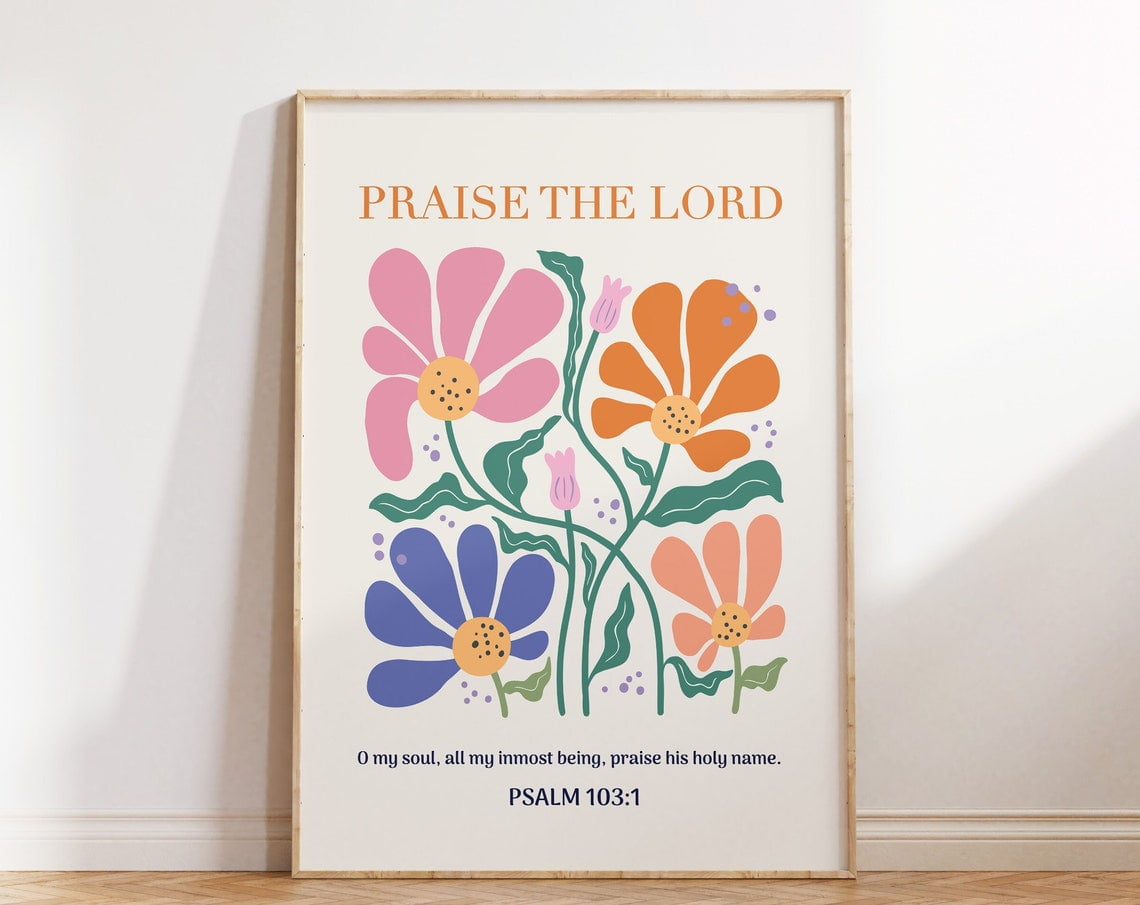 Christian Wall Art, Flower Art, Psalm Scripture, Religious Poster, Wall ...