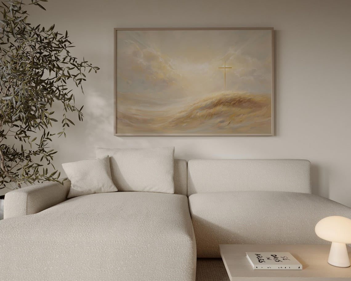 Christian Wall Art Golden Light Cross Faith Decor for Believers ...