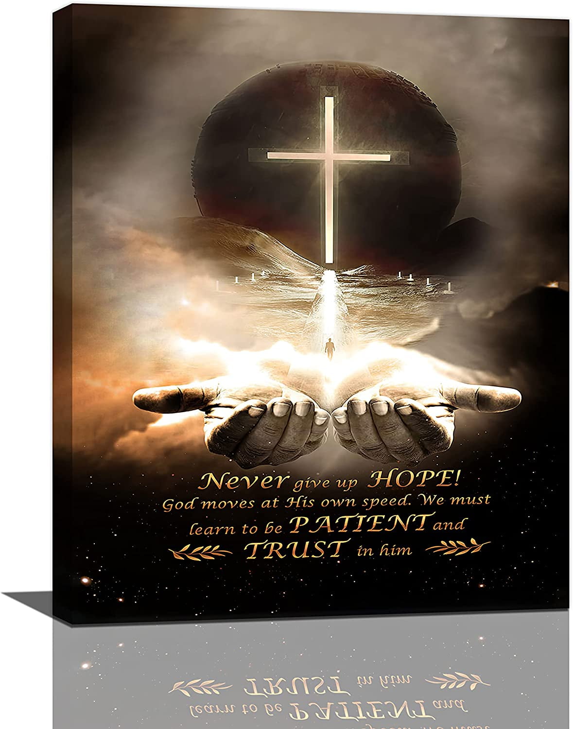 Christian Wall Art Hand Of God Quotes Wall Decor Cross Canvas Religious ...