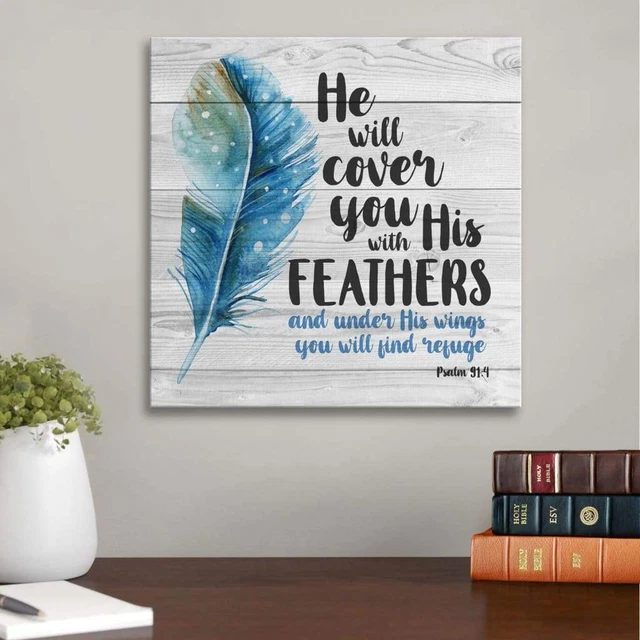 Christian Wall Art He Shall Cover You With His Feathers Psalm 914 ...