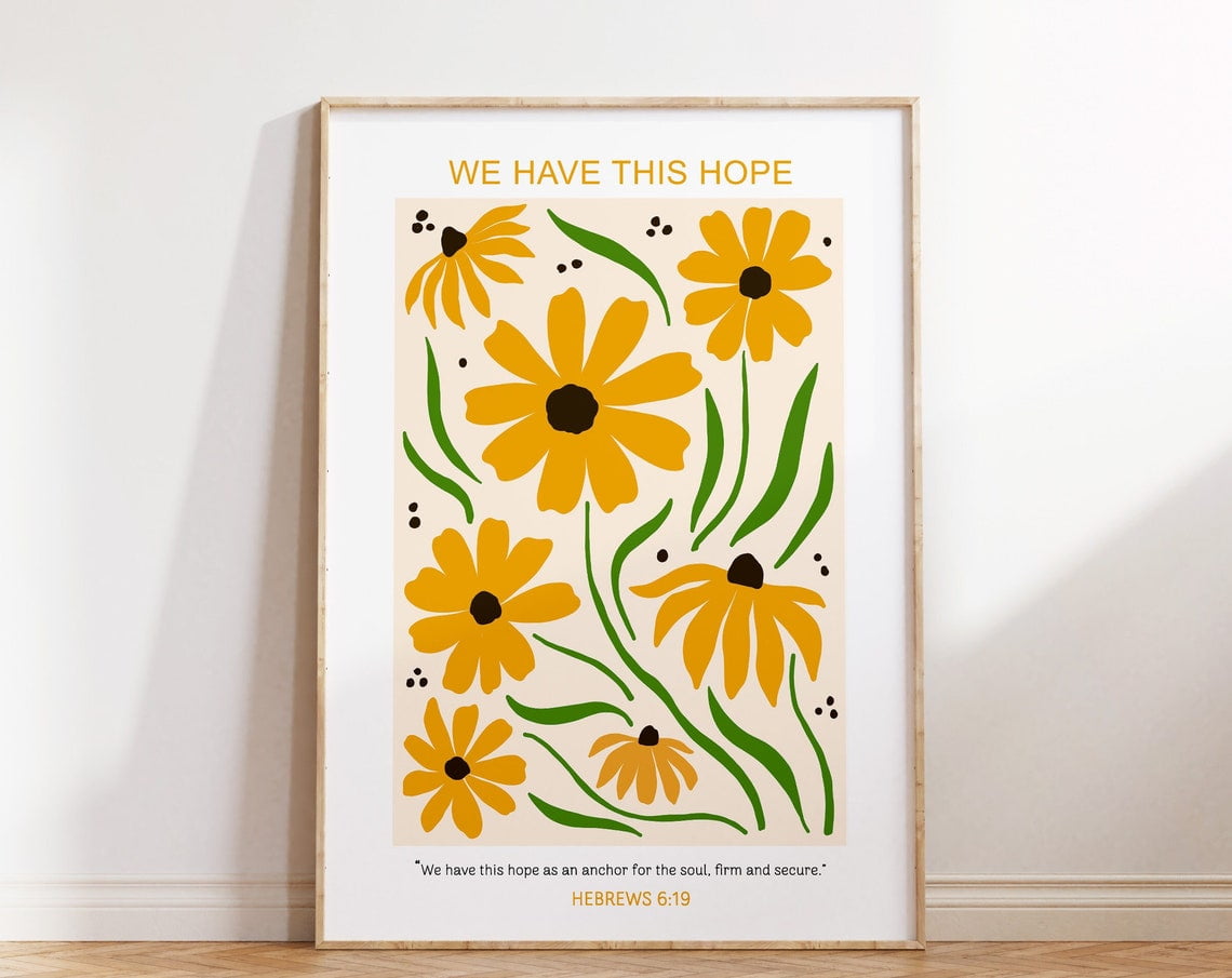 Christian Wall Art, Hebrews Scripture, Religious Poster, Flower Wall ...