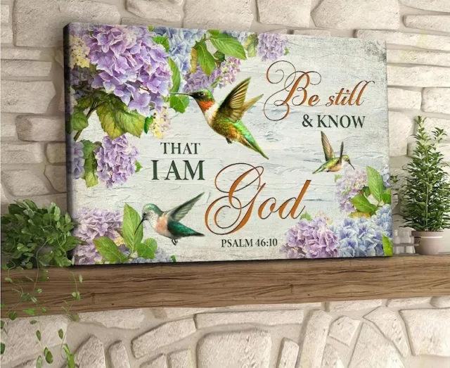 Christian Wall Art Hummingbird Be Still And Know That I Am God Poster ...