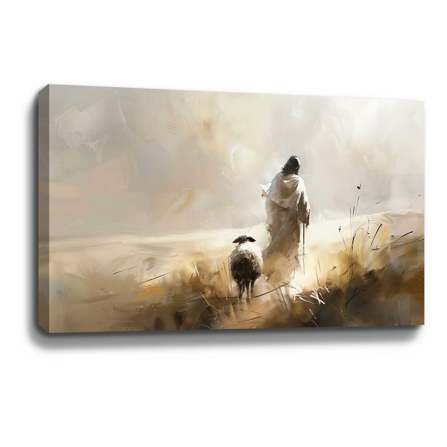 Christian Wall Art Jesus God Canvas Art Jesus And Lamb Painting For ...