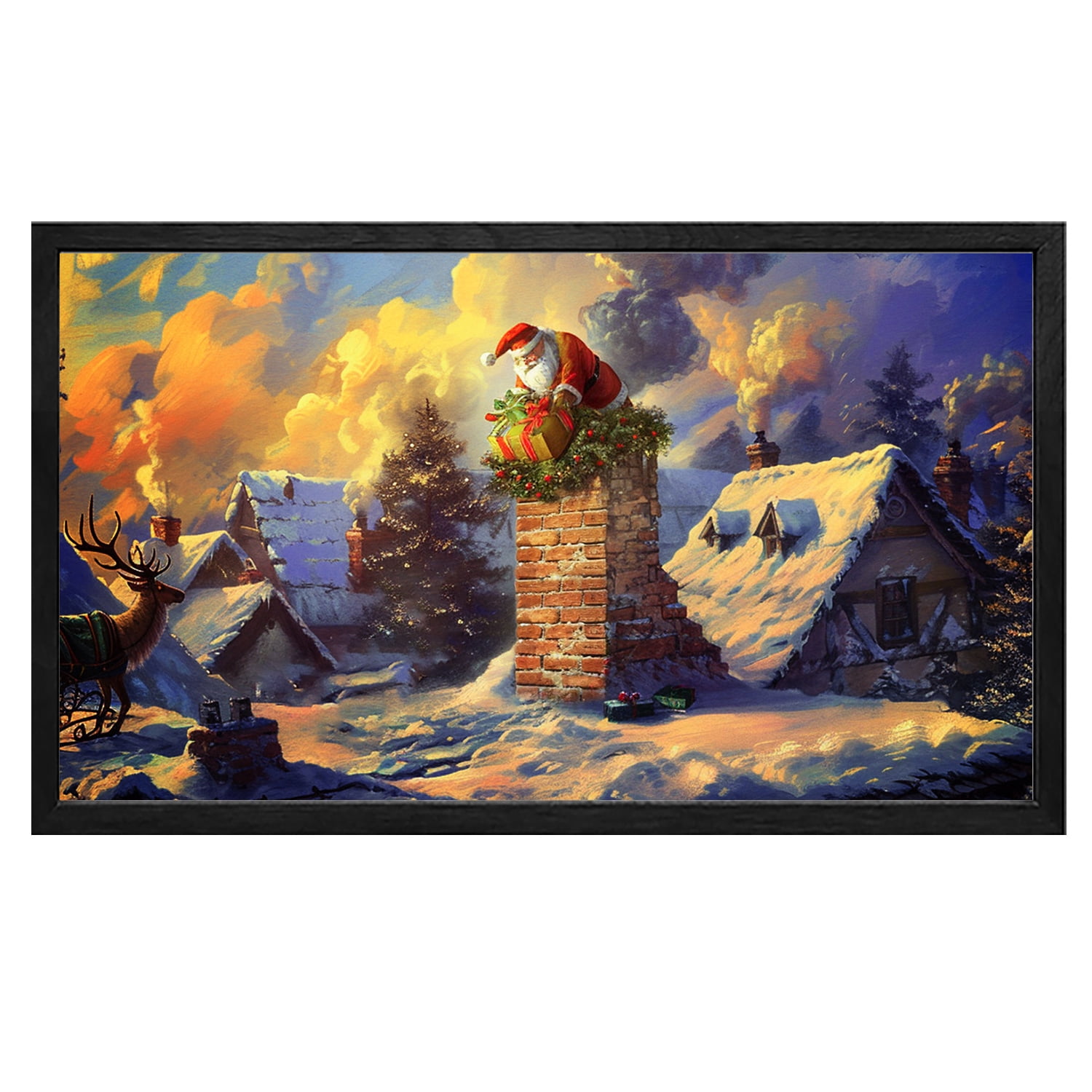 Christian Wall Art Jesus God Canvas Art Santa Delivers Gifts Painting ...