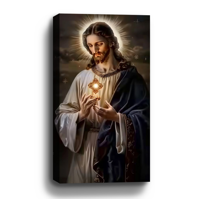 Christian Wall Art Jesus God Canvas Art Scared Heart Of Jesus Painting ...