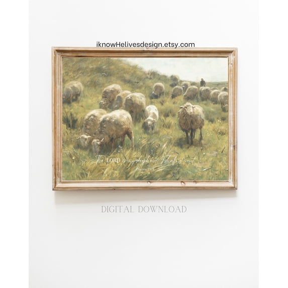 Christian Wall Art Kjv The Lord Is My Shepherd Psalms 23:1 Sheep ...