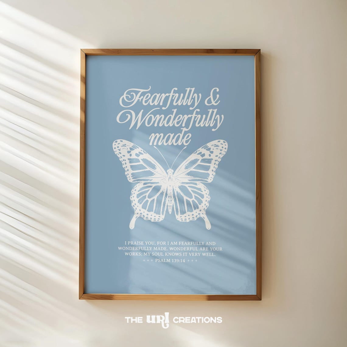 Christian Wall Art Light Blue, Fearfully Wonderfully Made Print, Boho ...