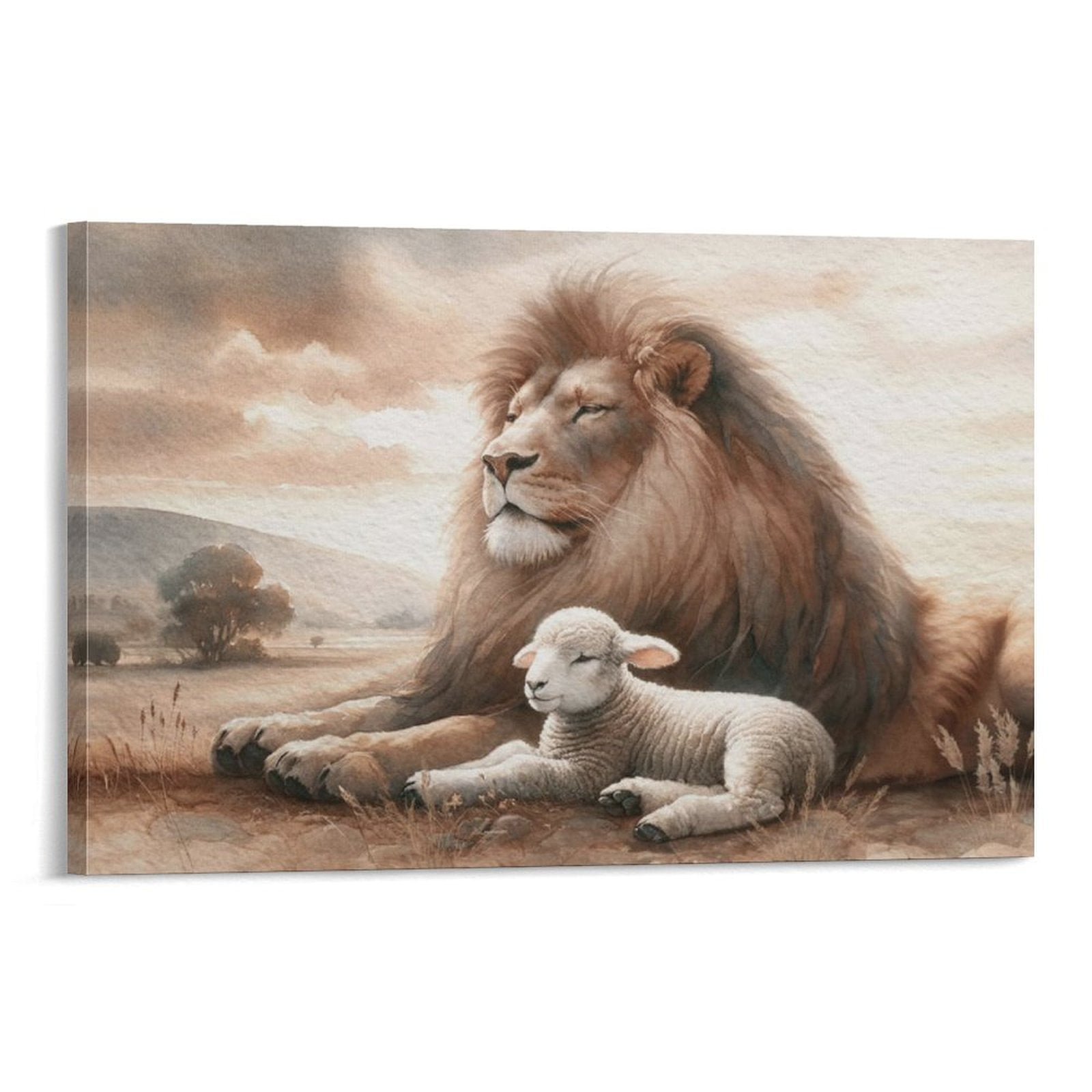 Christian Wall Art - Lion of Judah And Lamb Painting - Jesus Bible ...