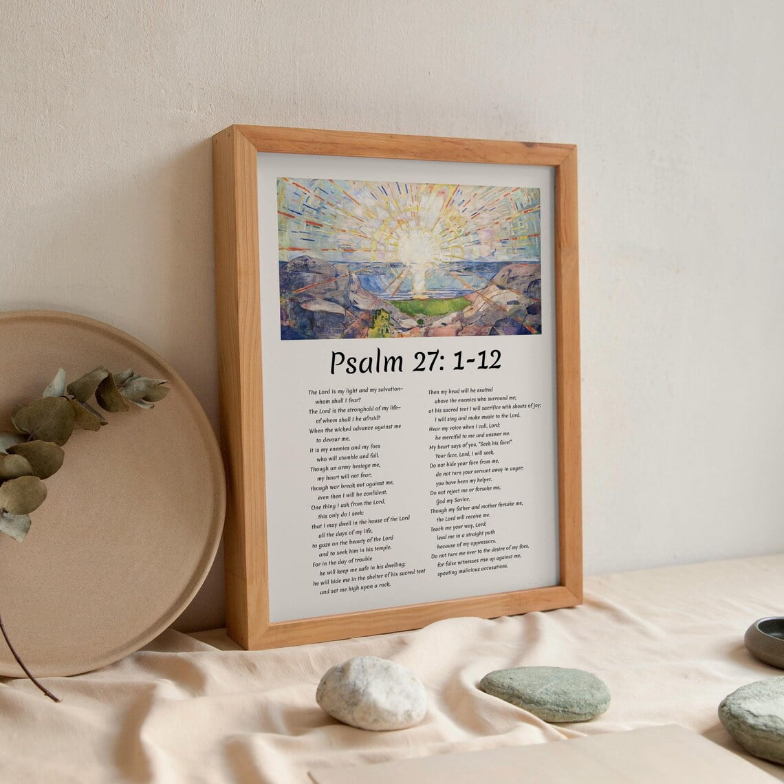Christian Wall Art, Living Room Wall Art, Bible Verse Poster, Psalm 27: ...