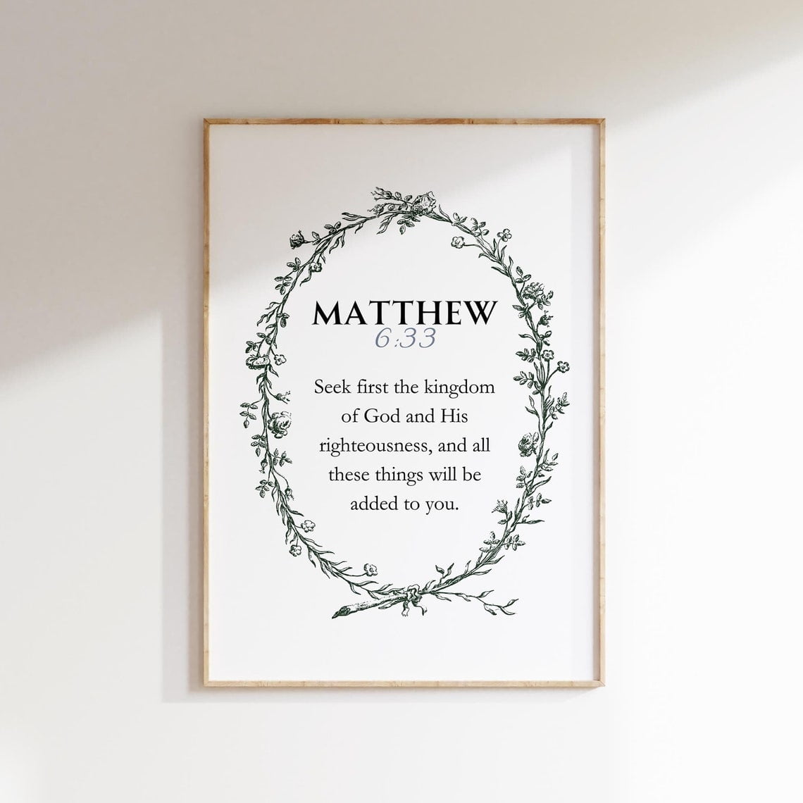 Christian Wall Art Matthew 6:33 Scripture Artwork Inspirational Bible ...