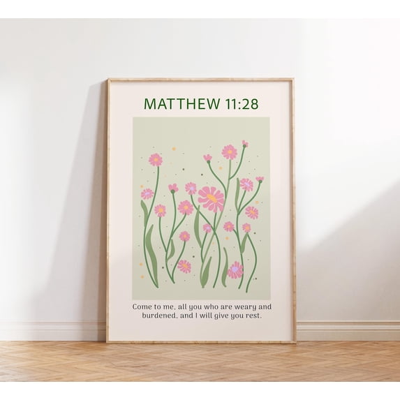 Christian Wall Art Matthew Print Bible Verse Flower Art, Unframed ...