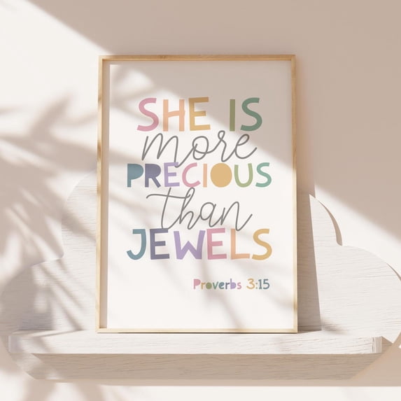 Christian Wall Art, More Precious Than Jewels Print, Unframed Paper ...
