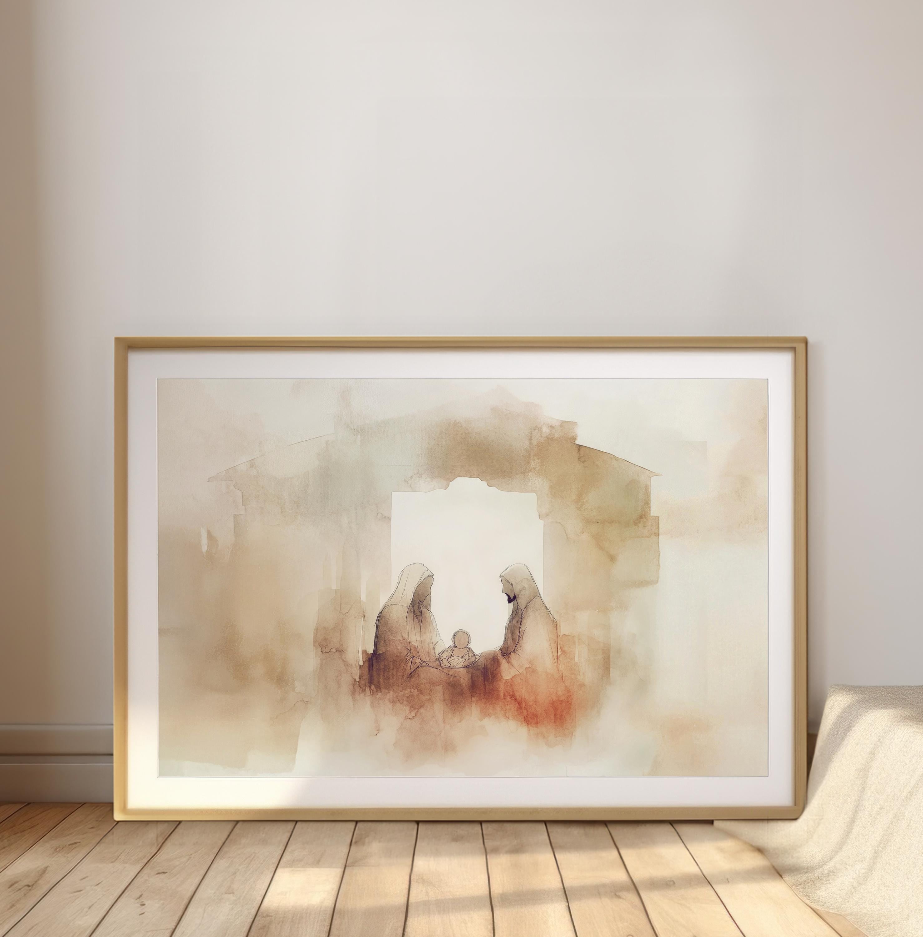 Christian Wall Art, The Nativity Landscape, Kristmas Horizontal Print ...