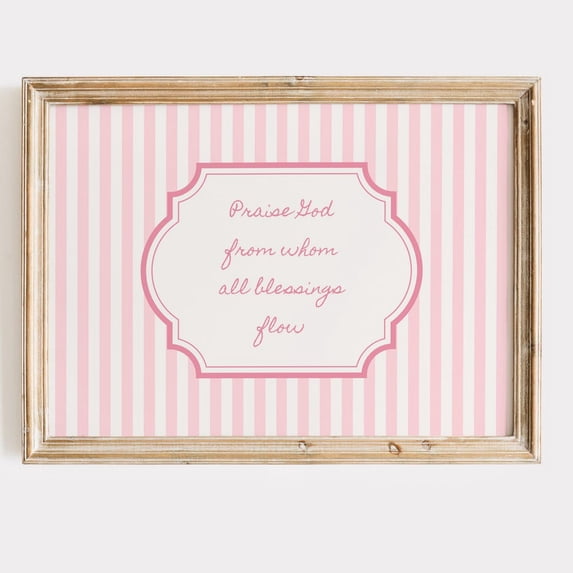 Christian Wall Art: Pink Stripes Bible Verse Home Decor Office Wall Art ...