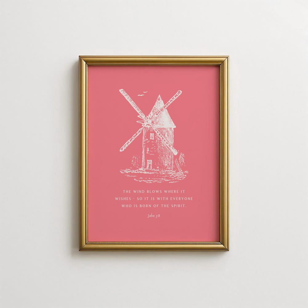 Christian Wall Art Print - Bible Verse Art John 3:8 Windmill Design ...