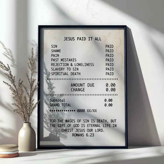 Christian Wall Art Print "Jesus Paid It All" Inspirational Scripture ...