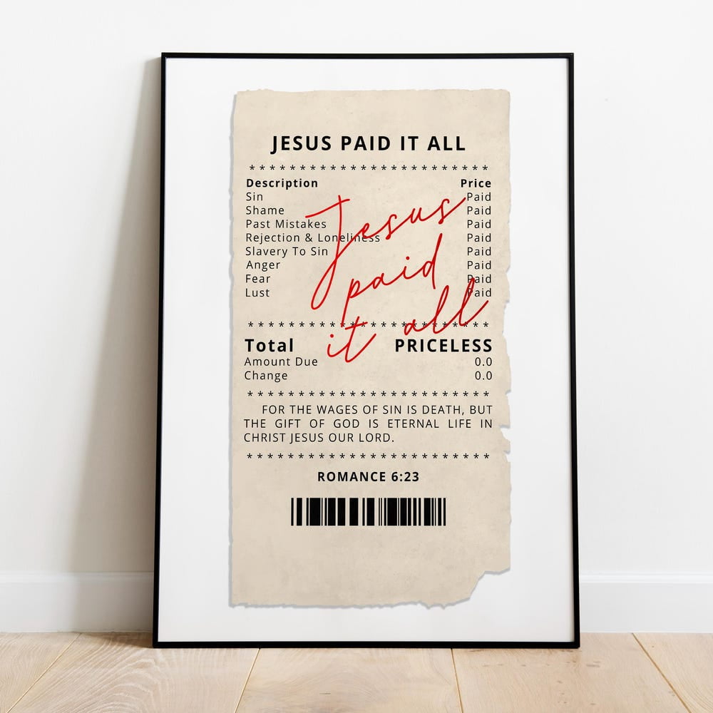 Christian Wall Art Print Jesus Paid, Religious Art, Scripture Wall Art ...