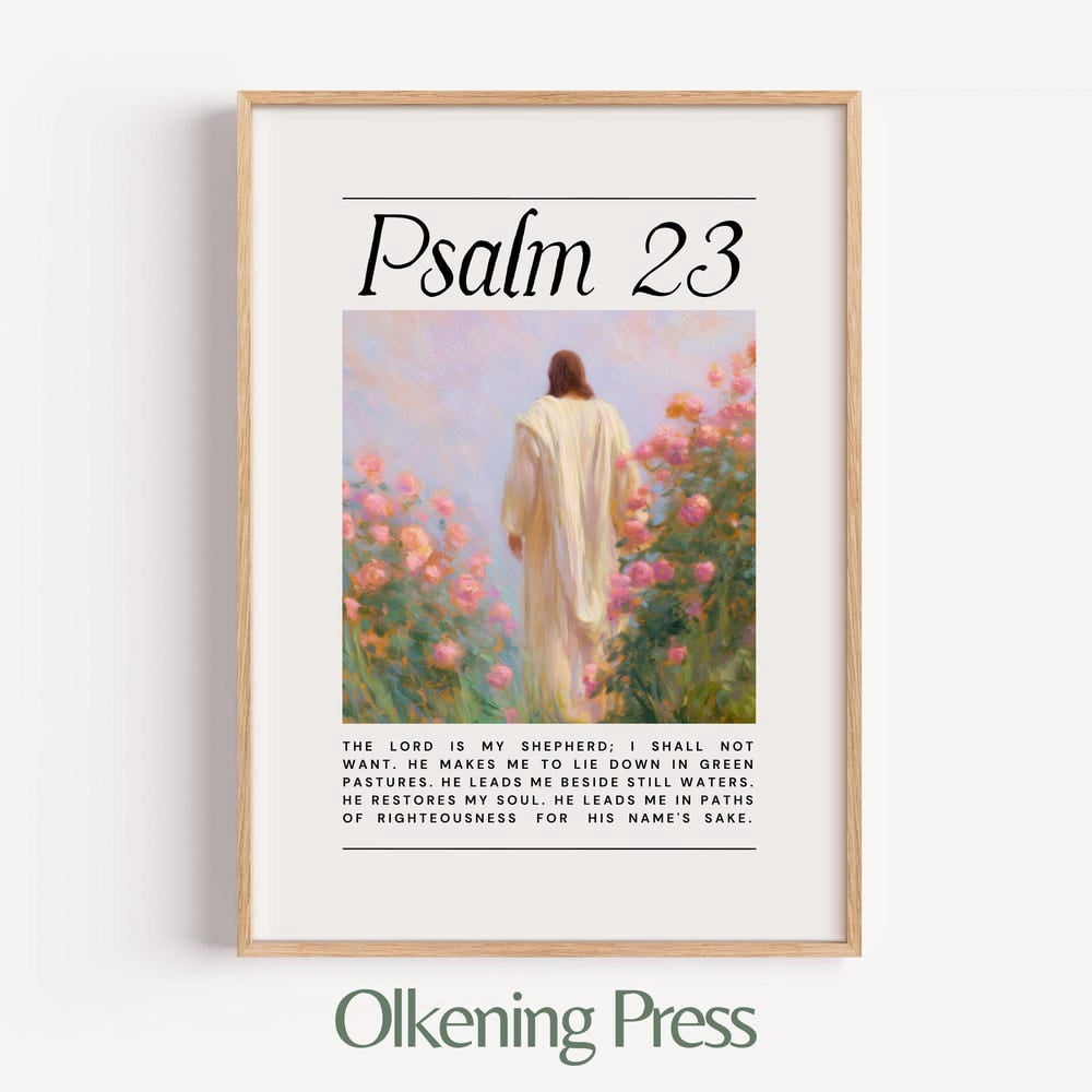 Christian Wall Art Psalm 23 - Inspirational Bible Print Art Jesus ...