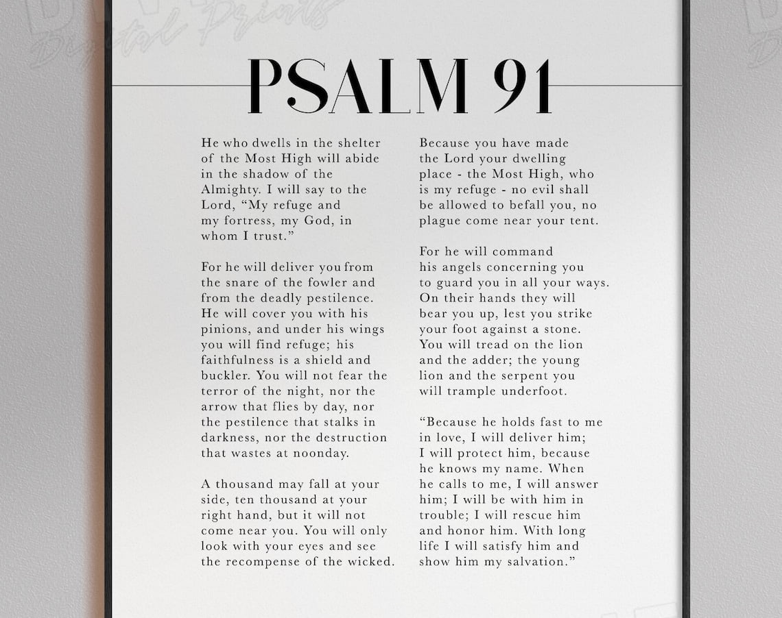 Christian Wall Art, Psalm 91 Esv Bible Verse, Home Decor, He Who Dwells ...
