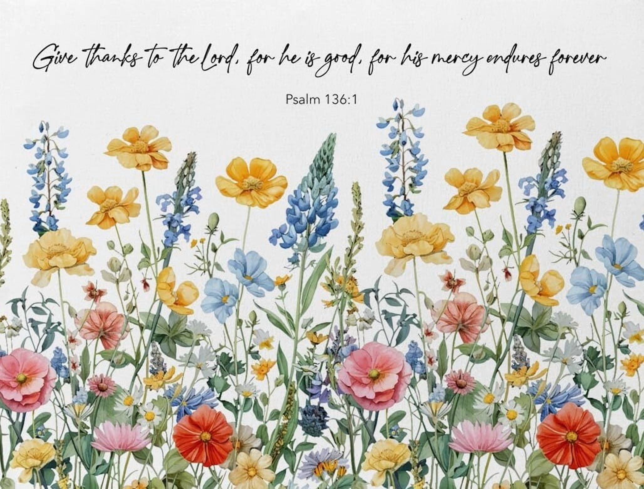 Christian Wall Art Religious Bible Verse Decor Psalm 136:1 Poster Give ...