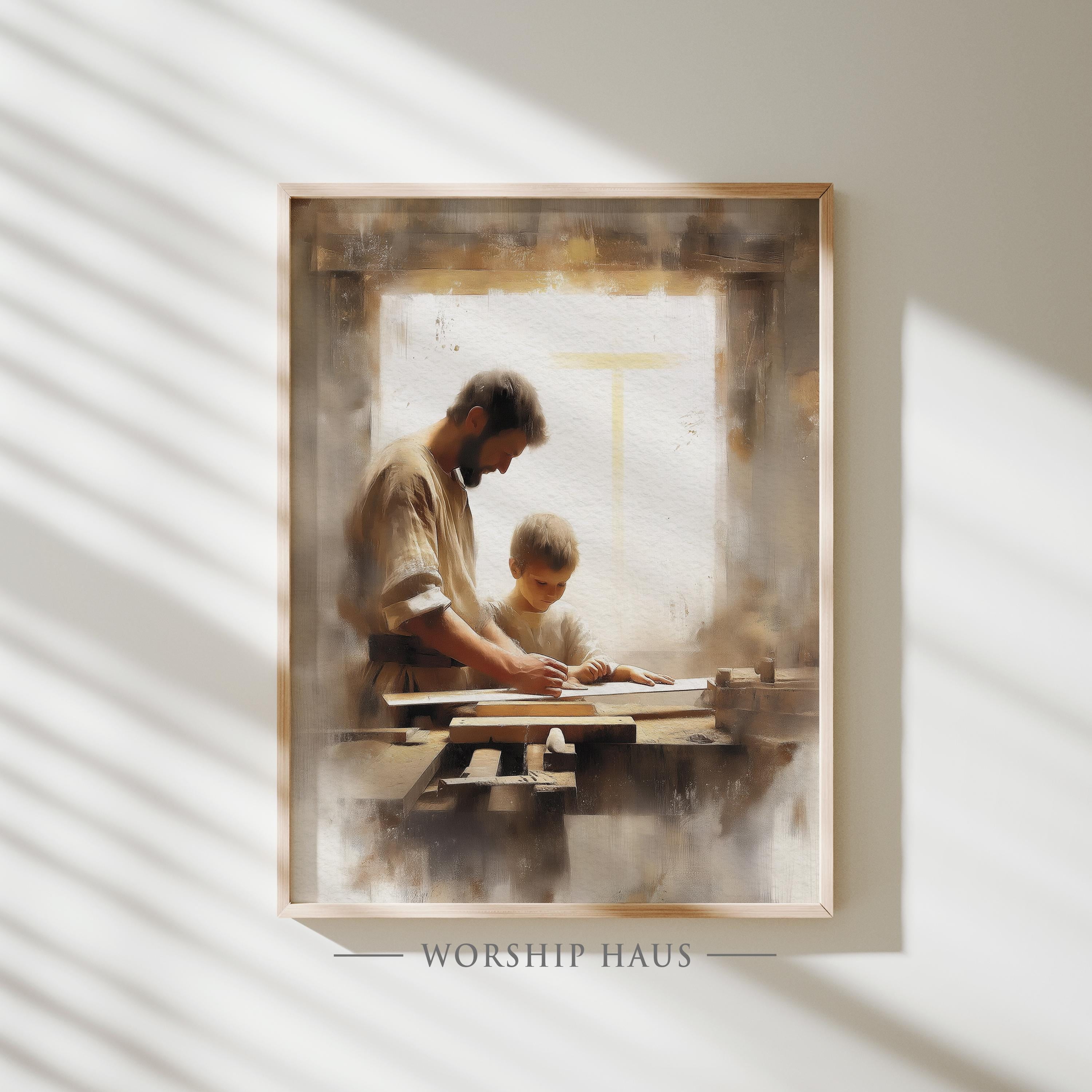 Christian Wall Art, Rustic Jesus And Joseph, Scripture Inspired ...