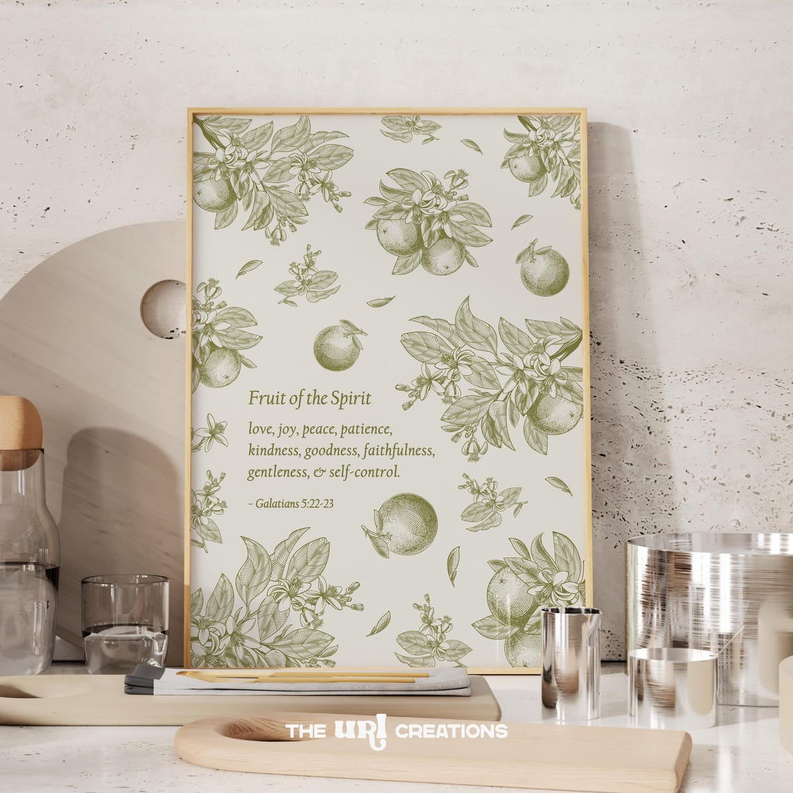 Christian Wall Art Sage Green, Fruit Of The Spirit Print, Vintage ...