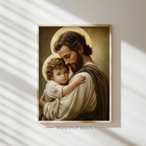 Christian Wall Art St Joseph And Jesus Prayer Room Decor , Poster Print ...