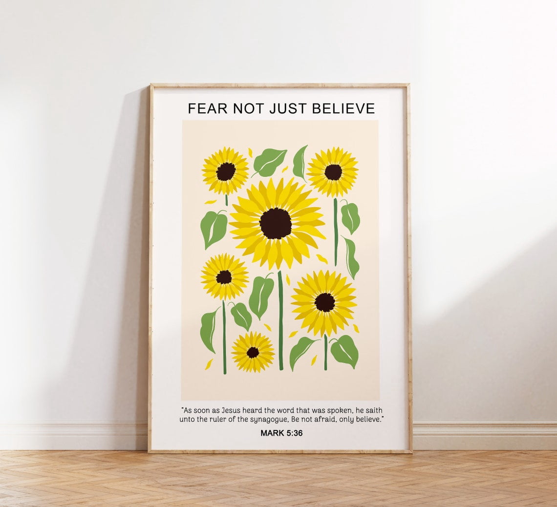 Christian Wall Art, Sunflower Wall Decor, Mark Scripture, Religious ...