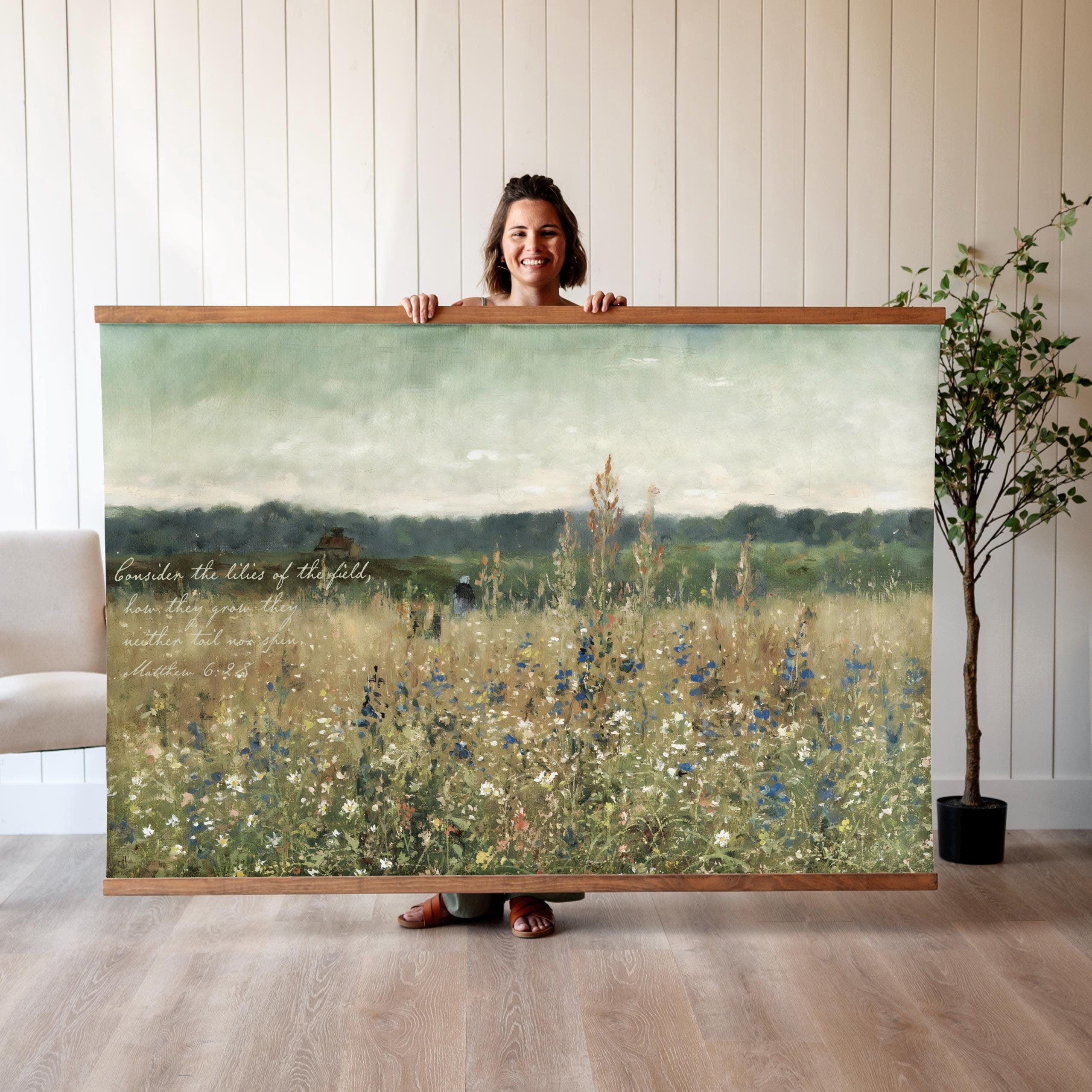 Christian Wall Art Tapestry Consider The Lillies On Vintage Art ...