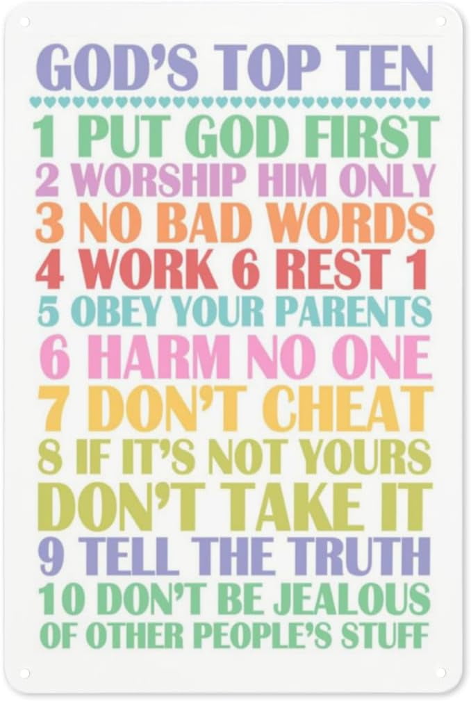 Christian Wall Art. Ten Commandments. Bible Verse. God's Top Ten for ...