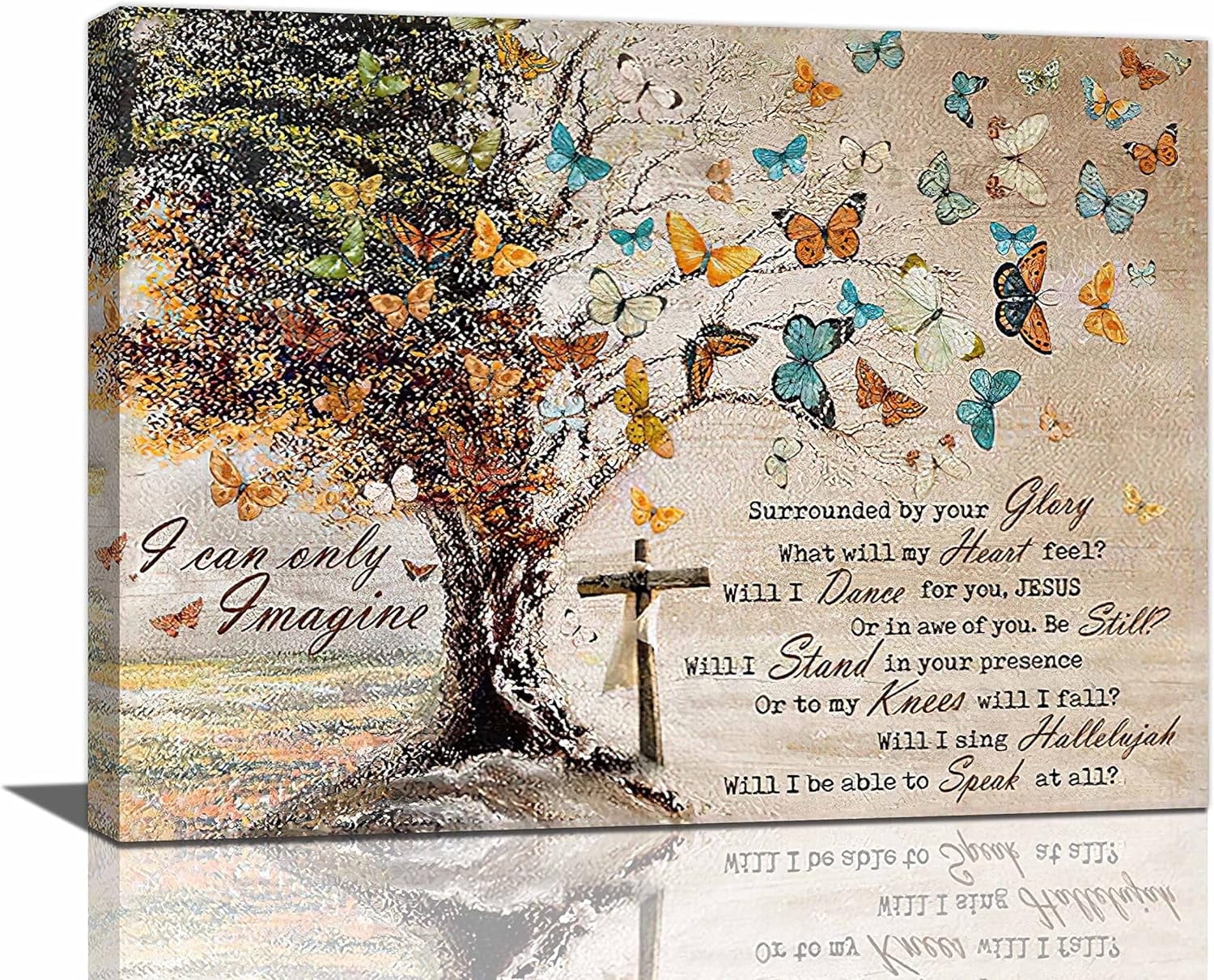 Christian Wall Art Vintage Colorful Butterfly Tree Picture Wall Decor ...