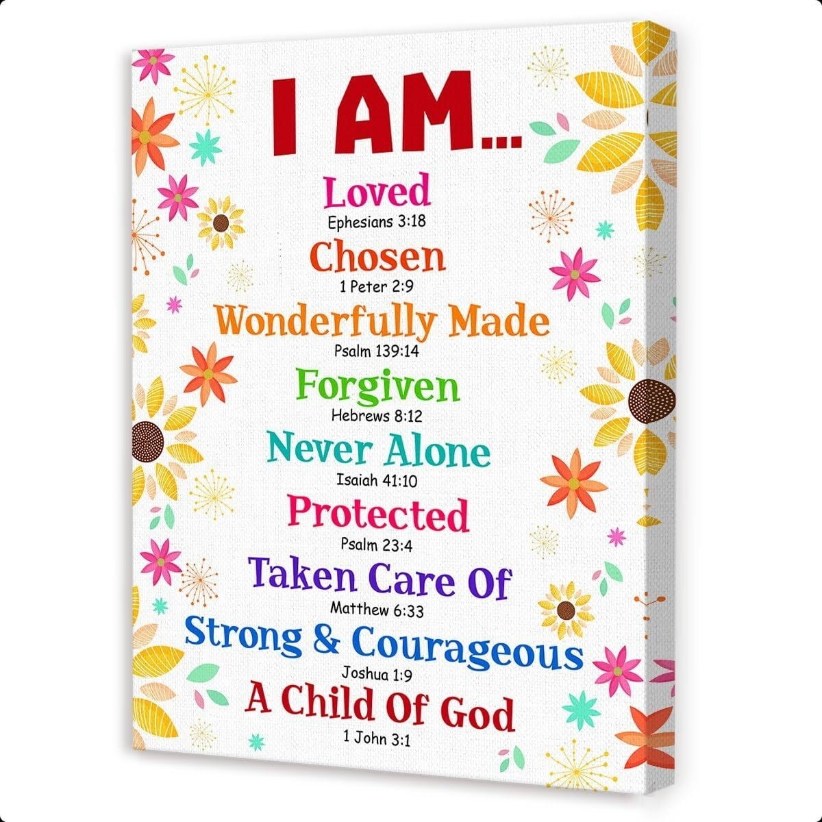 Christian Wall Art for Kids,Positive Affirmations Wall Decor for Kids ...