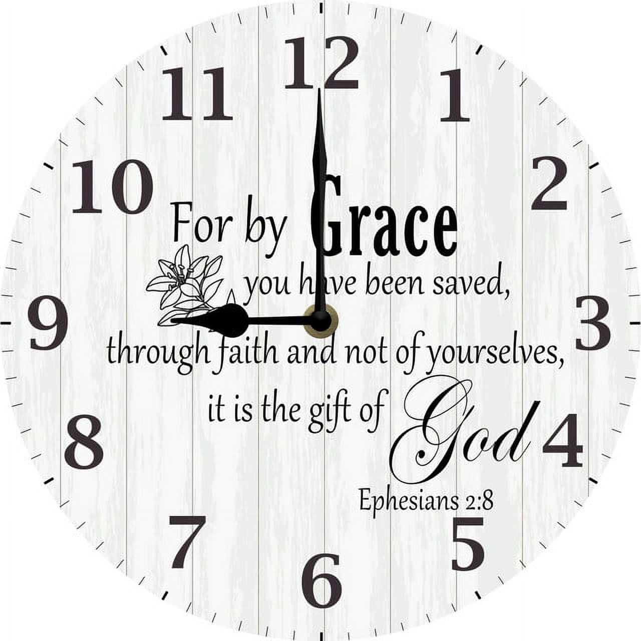 Christian Wall Clock For By Grace You Have Been Saved Religious Decor ...