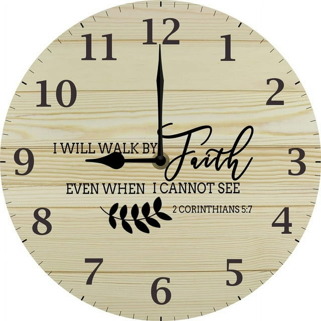 Christian Wall Clock I Will Walk By Faith When I Cannot See God Quotes ...