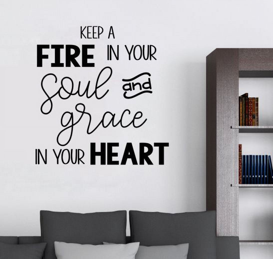 Christian Wall Decal Fire Soul Grace Heart Religious Quotes Stickers ...