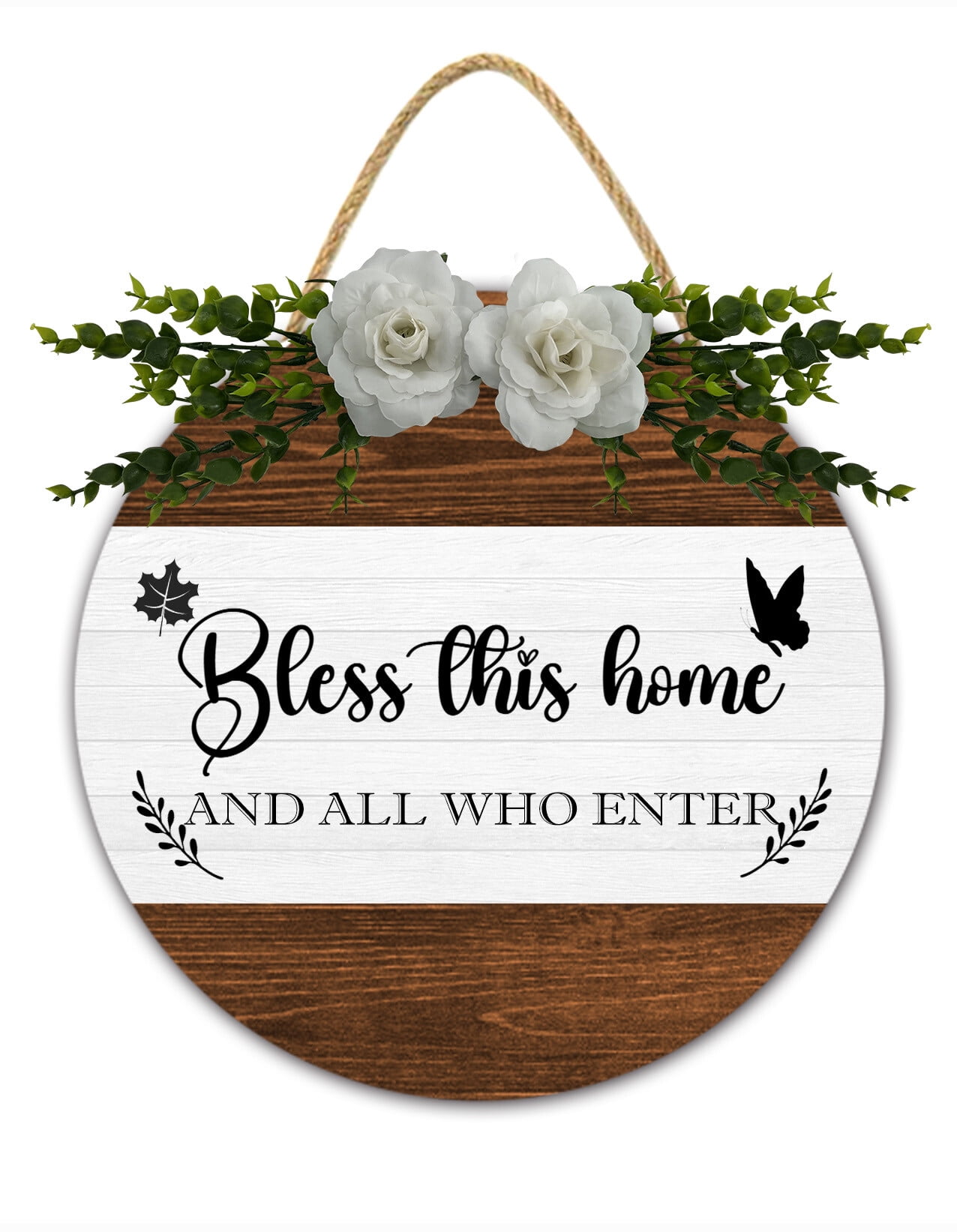 Christian Wall Decor, Bless This Home And All Who Enter Wooden Front ...