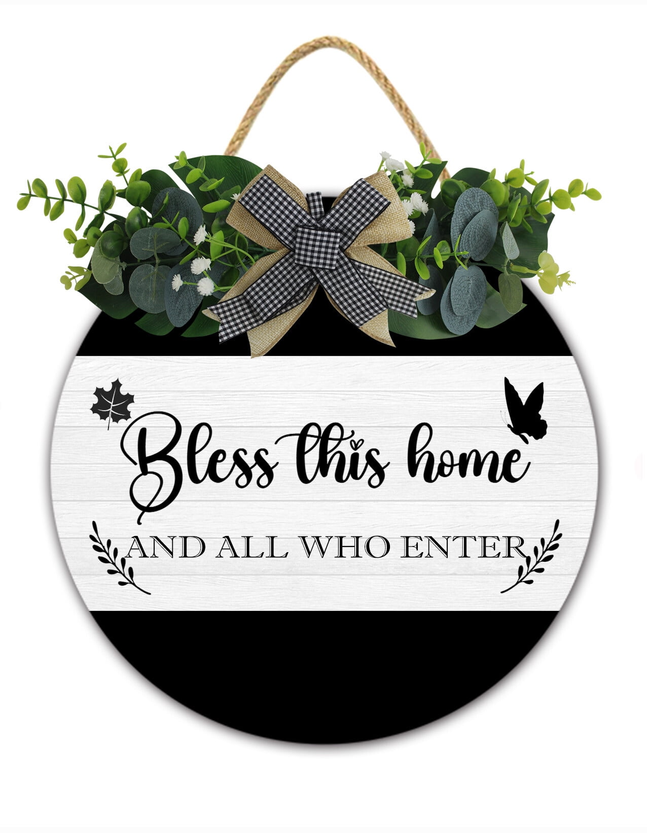 Christian Wall Decor, Bless This Home And All Who Enter Wooden Front ...