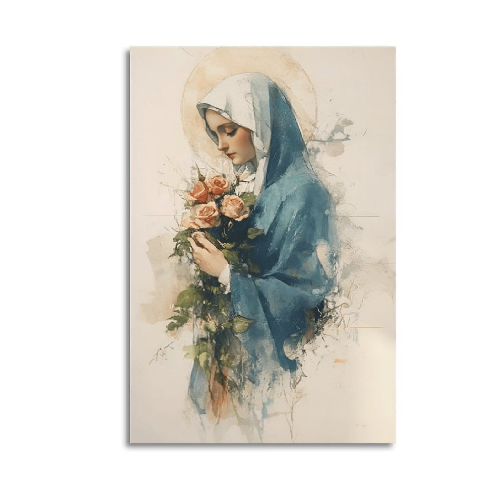 Christian Wall Decor,Blessed Virgin Mary,Mother Mary Poster Wrapped ...