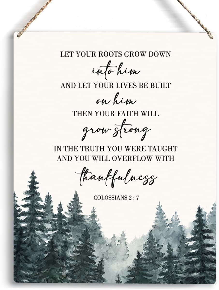 Christian Wall Decor Let Your Roots Grow Down Into Him Wooden Hanging ...