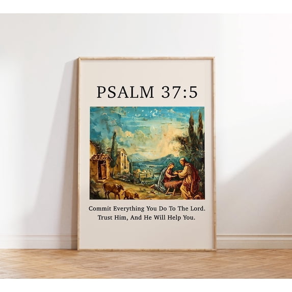 Christian Wall Print Psalm Scripture Bible Verse Wall Decor, Unframed ...