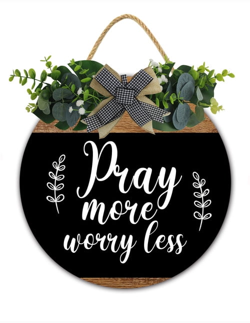 Christian Wall Signs Pray More Worry Less Christian Silent Non Ticking ...