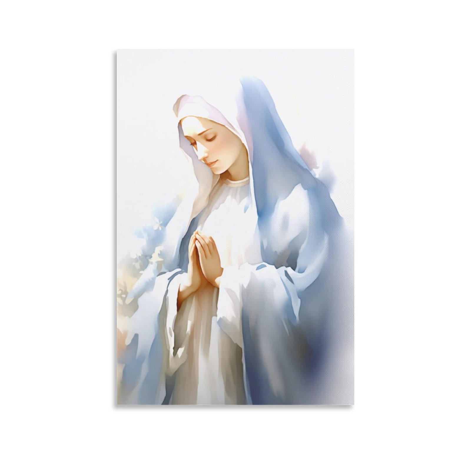 Christian Watercolor Wall Art Virgin Mary Prayer Painting Print Bible ...